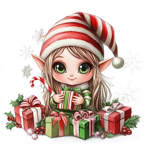 12 Candy Cane Girl Clipart High-quality 300 DPI Jpegs for Holiday Gifts ...
