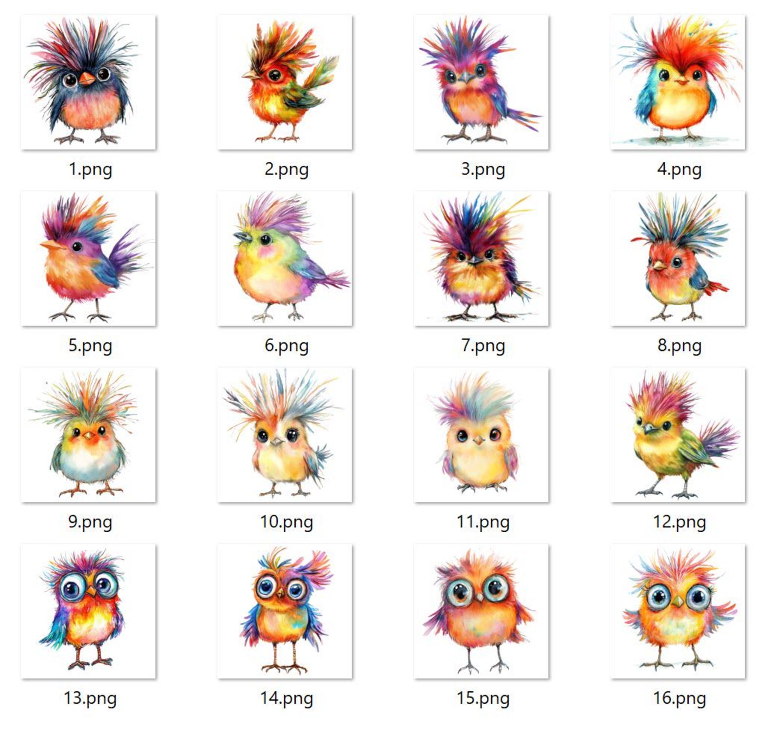 16 PNG Whimsical Birds Clipart, Funny Birds, Digital Clipart ...