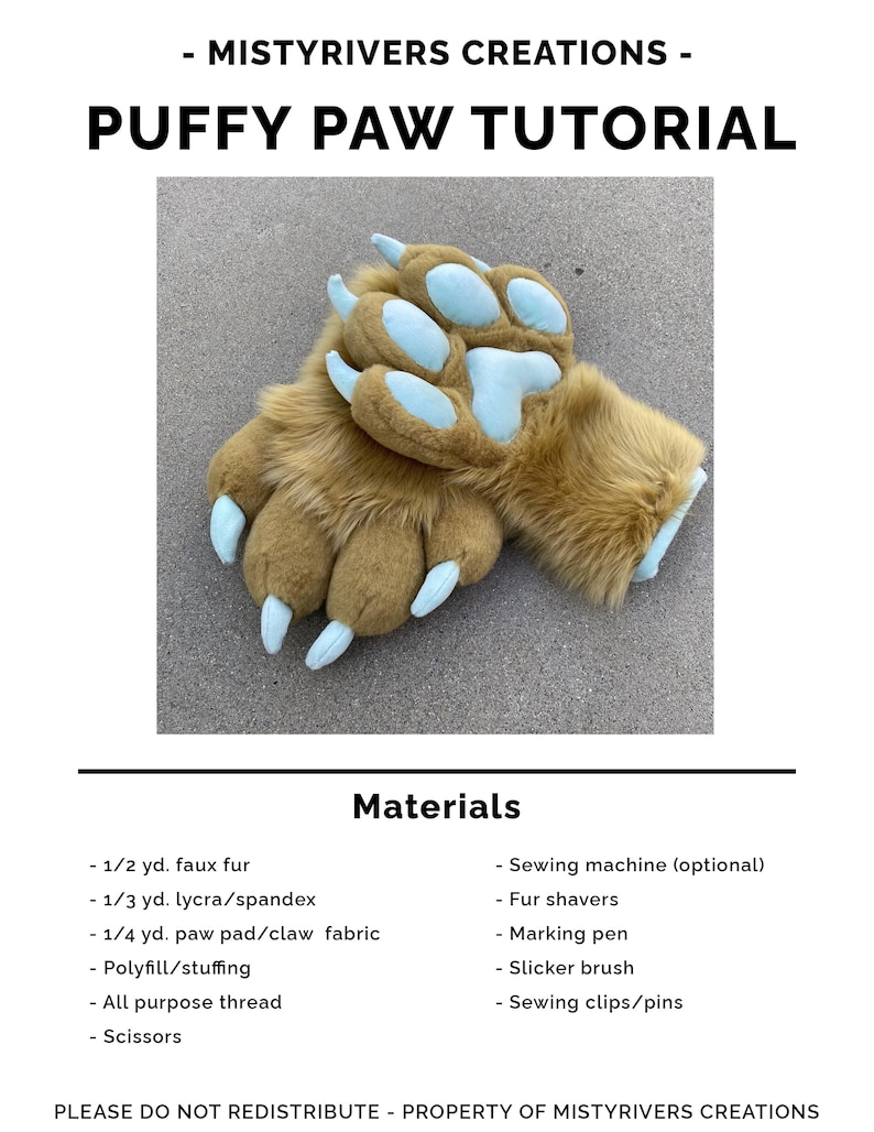 Fursuit Puffy Paw Pattern PDF TEMPLATE - Etsy