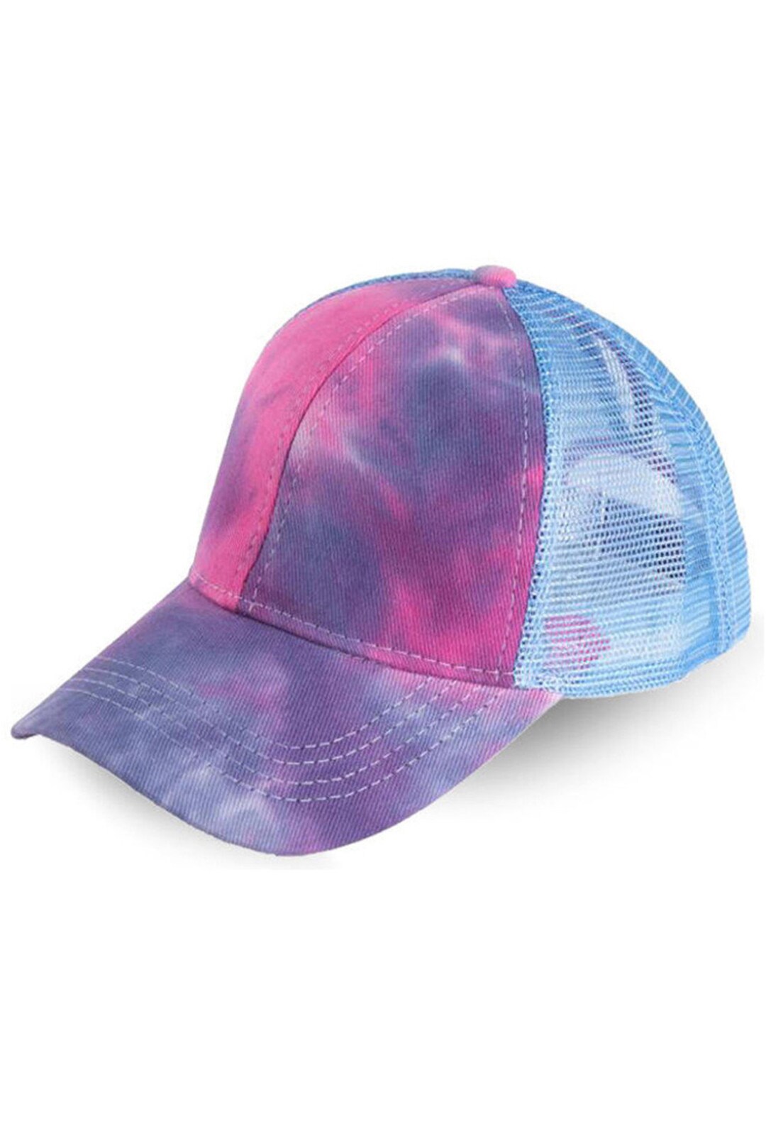 Blue Tie-dyed Ponytail Back Open Baseball Cap - Etsy