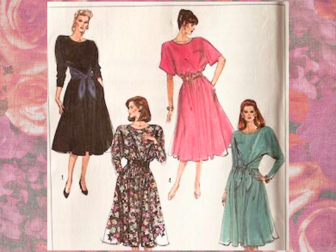 Vintage Sewing Pattern Waisted Dresses With Front Tie and Dolman ...