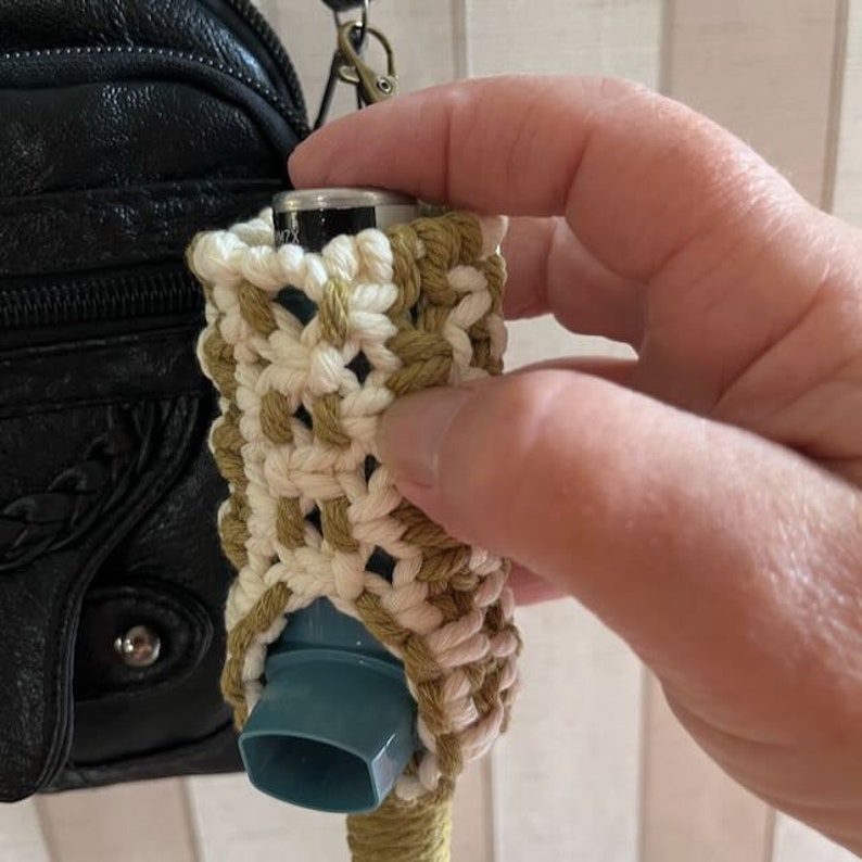 Asthma Inhaler Pouch - Custom Colours - Handmade Macrame - Handy Bag ...