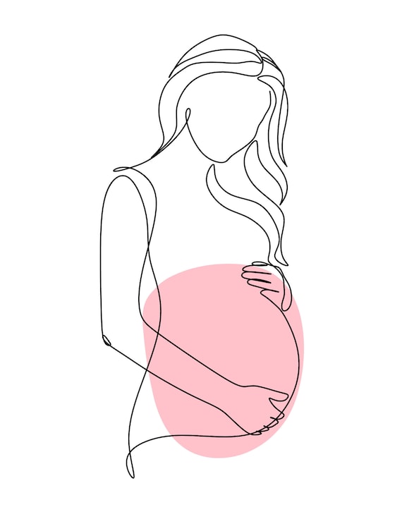 Baby Bump Art Pregnancy Line Art Pregnant Wall Art Print - Etsy
