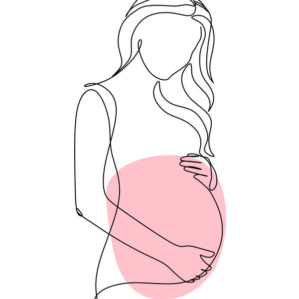 Pregnancy Line Art - Etsy
