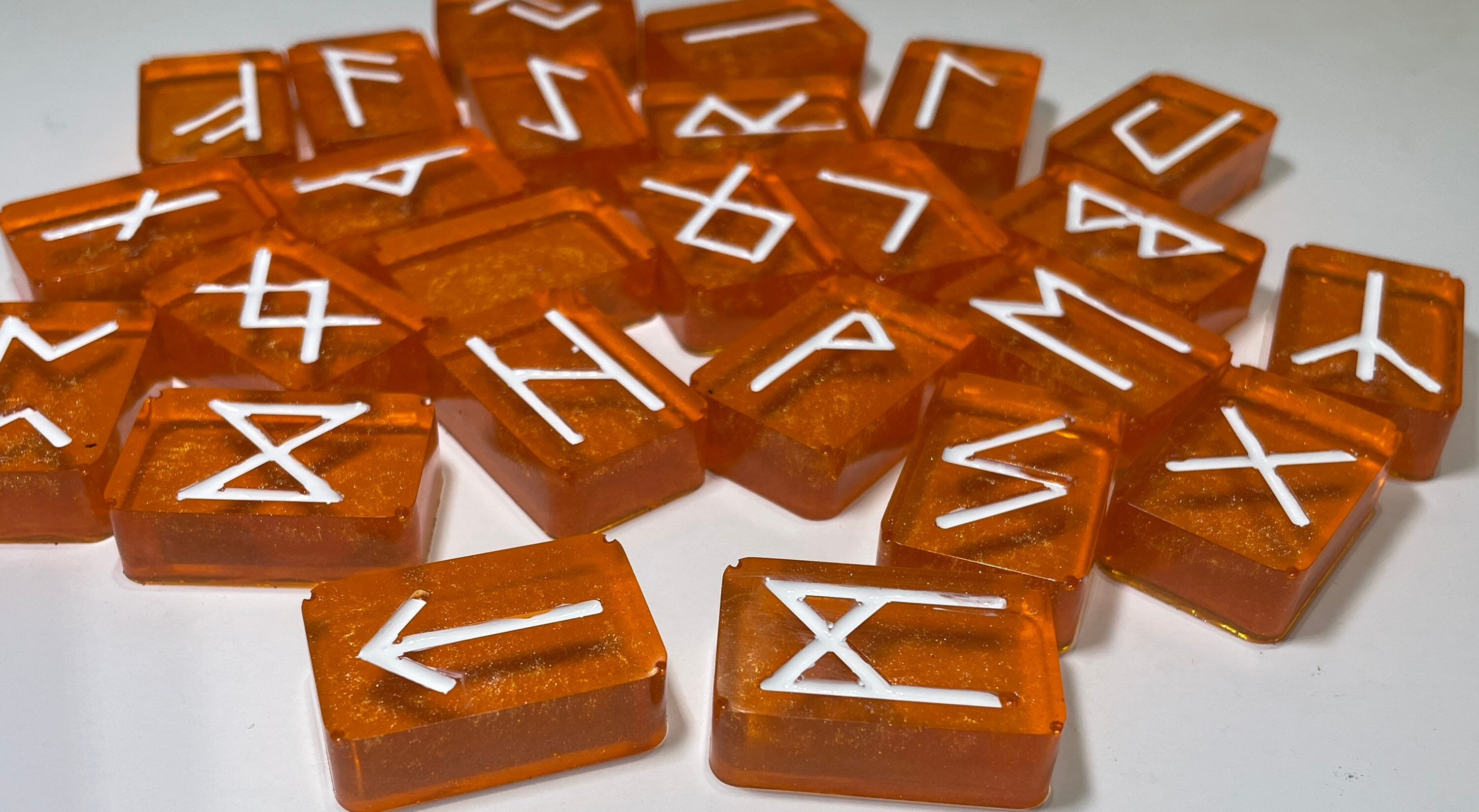 Resin Runes - Viking/norse Orange Metallic Translucent With White ...