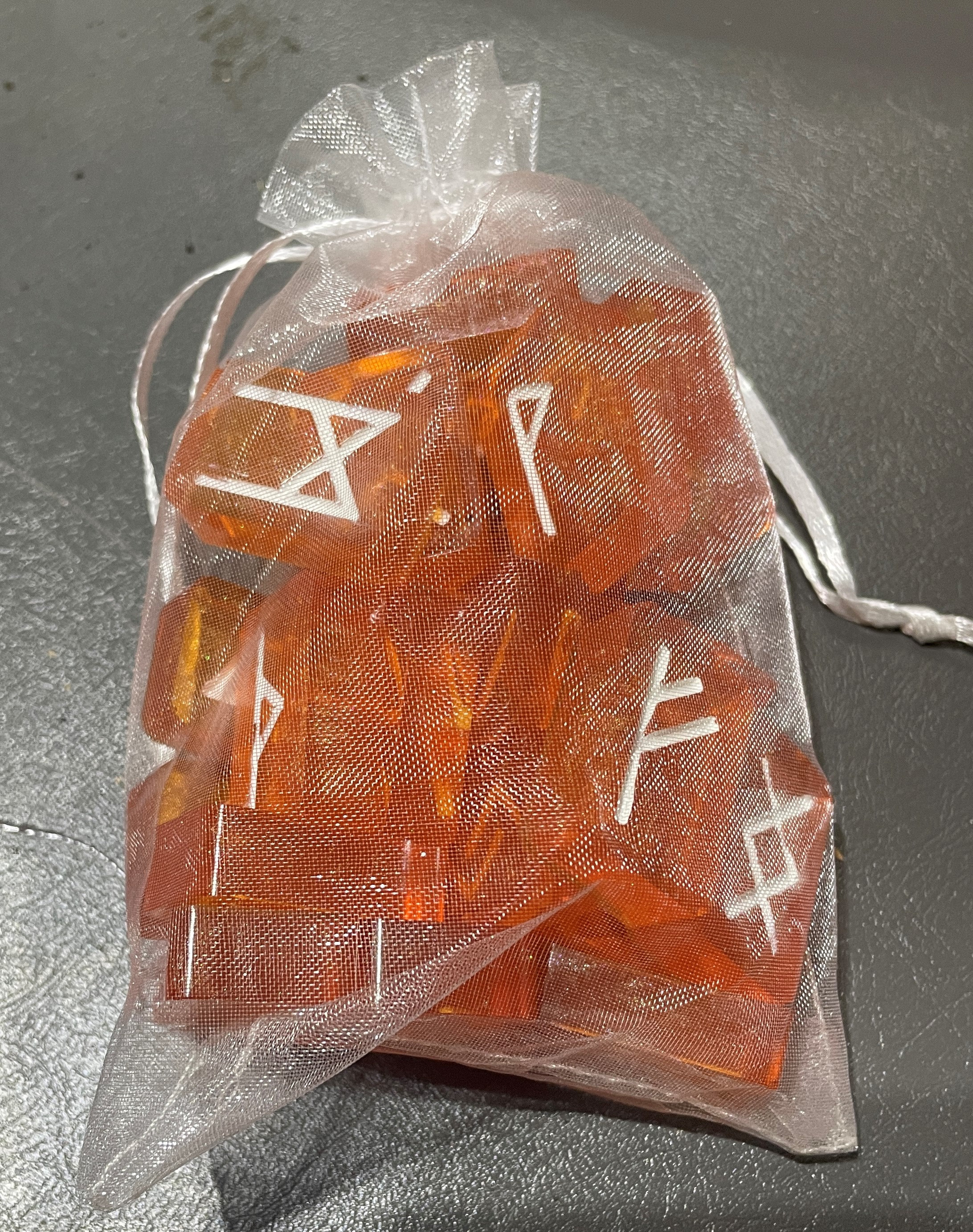 Resin Runes - Viking/norse Orange Metallic Translucent With White ...