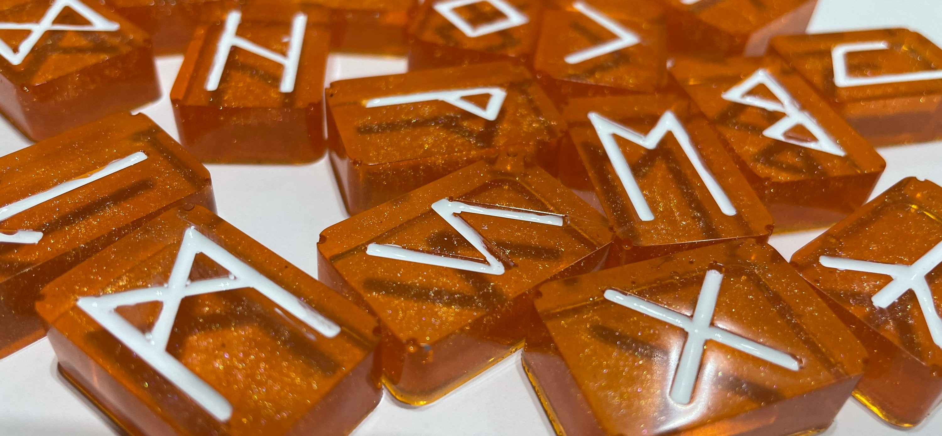 Resin Runes - Viking/norse Orange Metallic Translucent With White ...