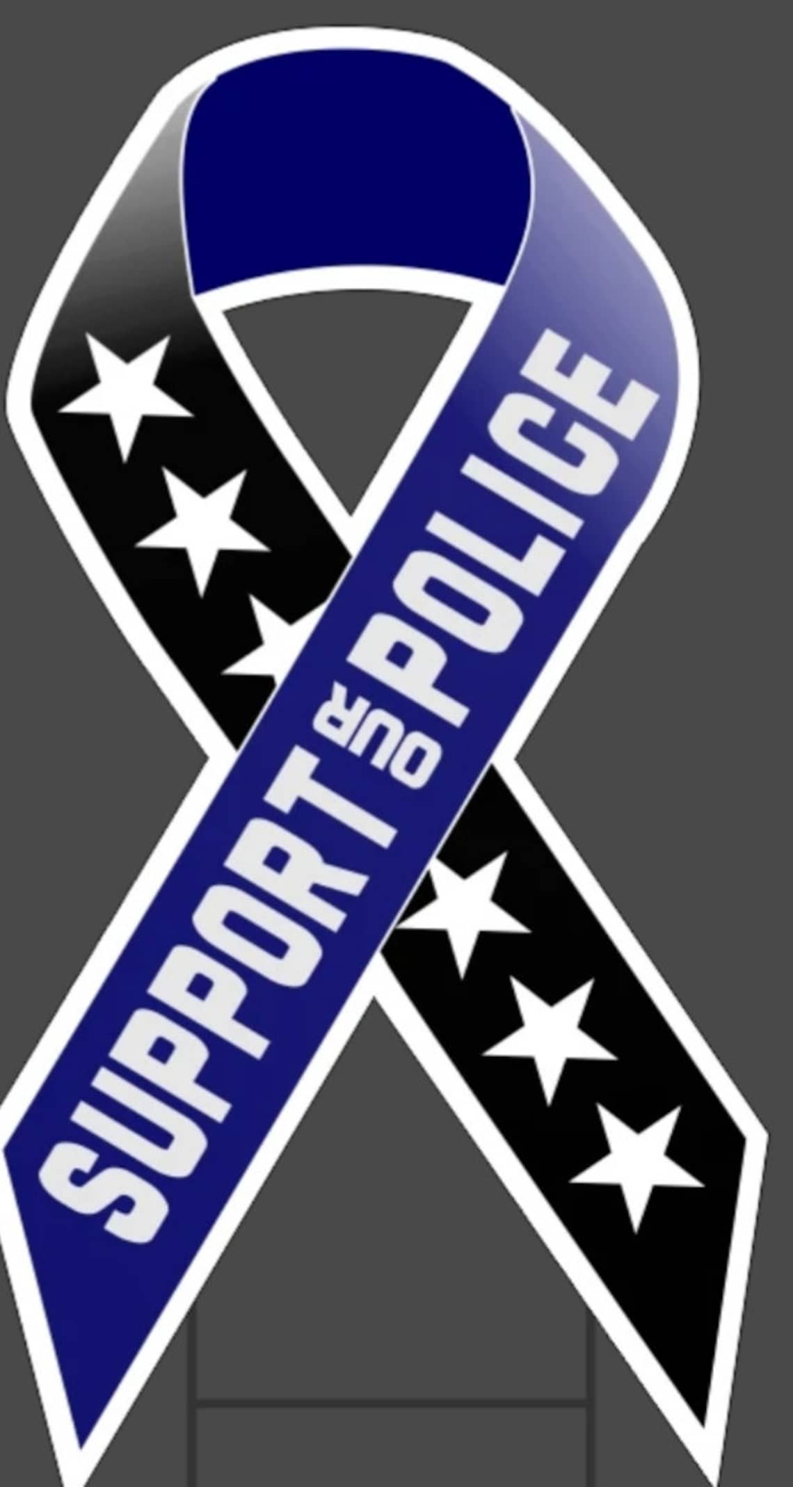 Support Our Police Ribbon shaped yard sign with ground stake. | Etsy