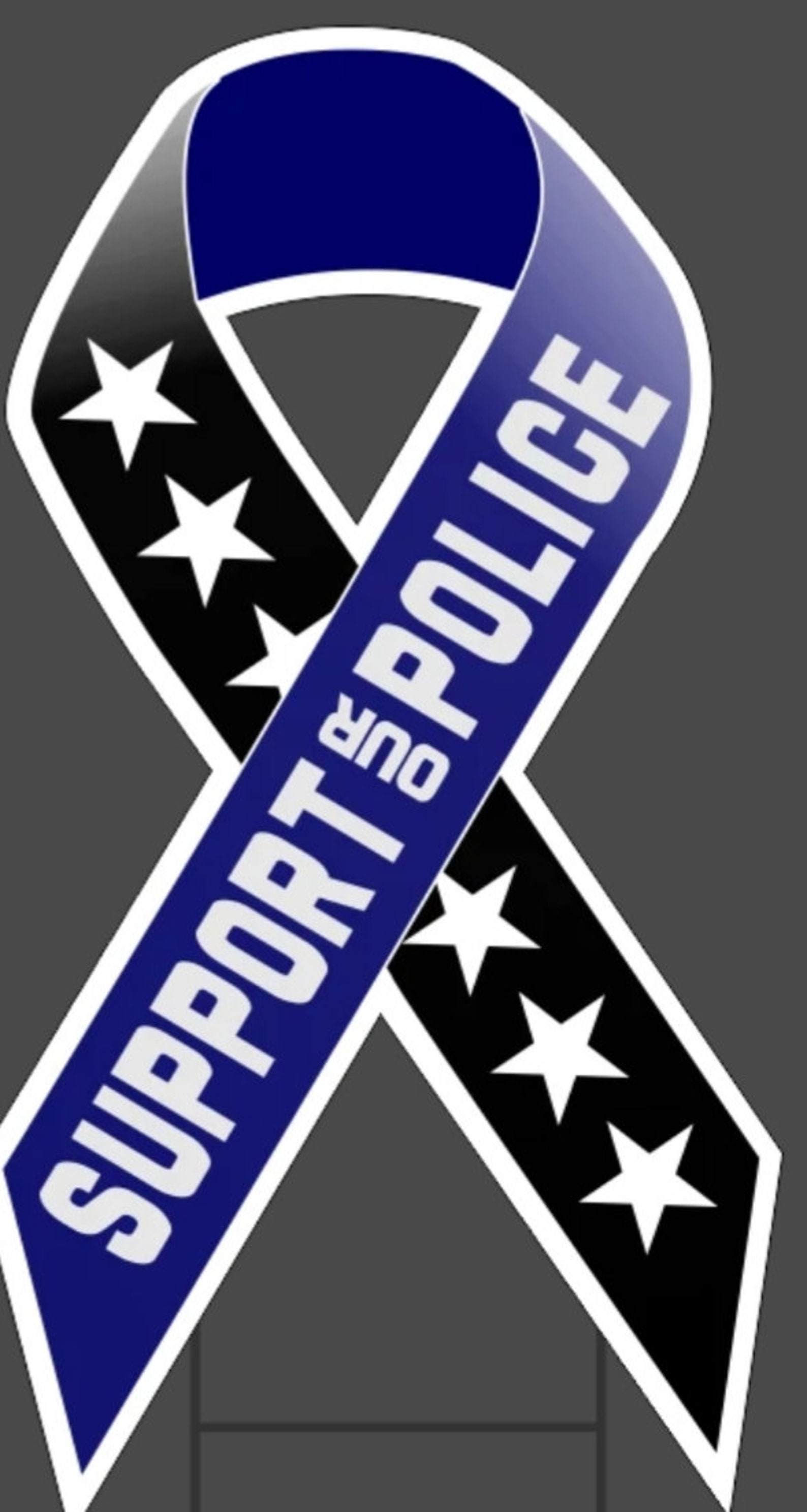 Support Our Police Ribbon shaped yard sign with ground stake. | Etsy