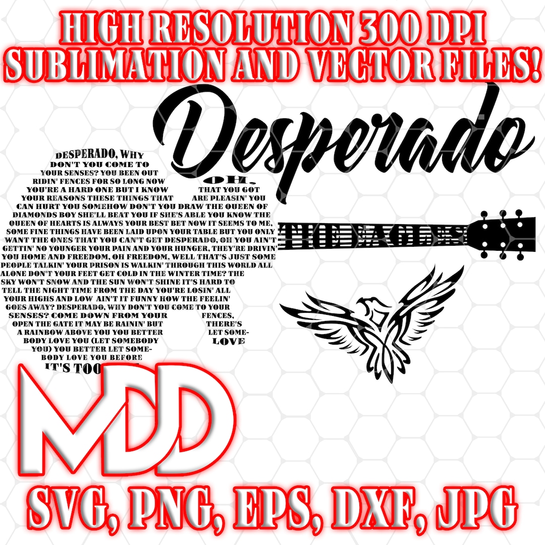 DESPERADO | the Eagles Guitar Lyrics Svg | Desperado Svg | the Eagles ...