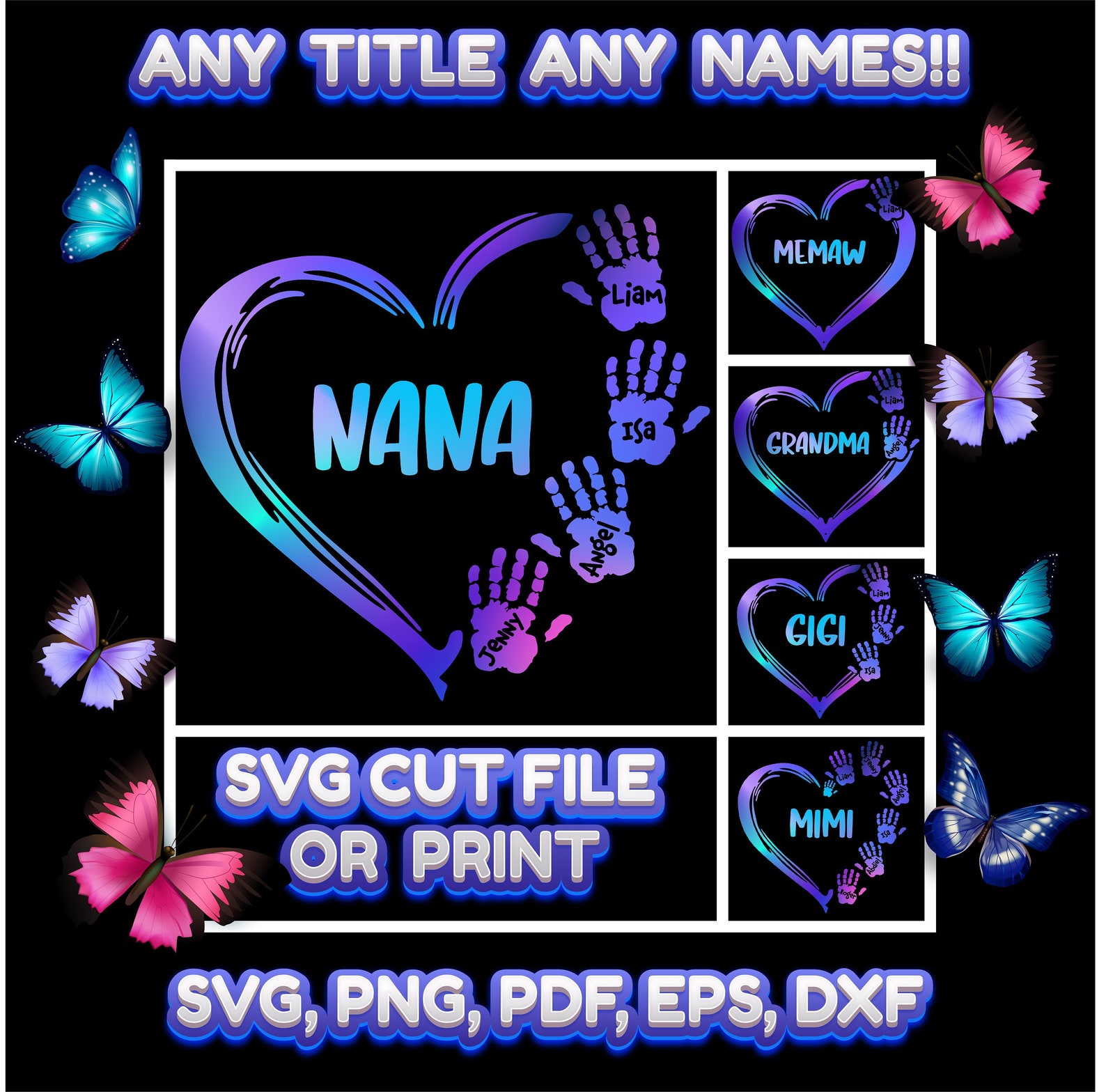 PERSONALIZABLE GRANDMA HEART Purple Grandma Heart Design - Etsy