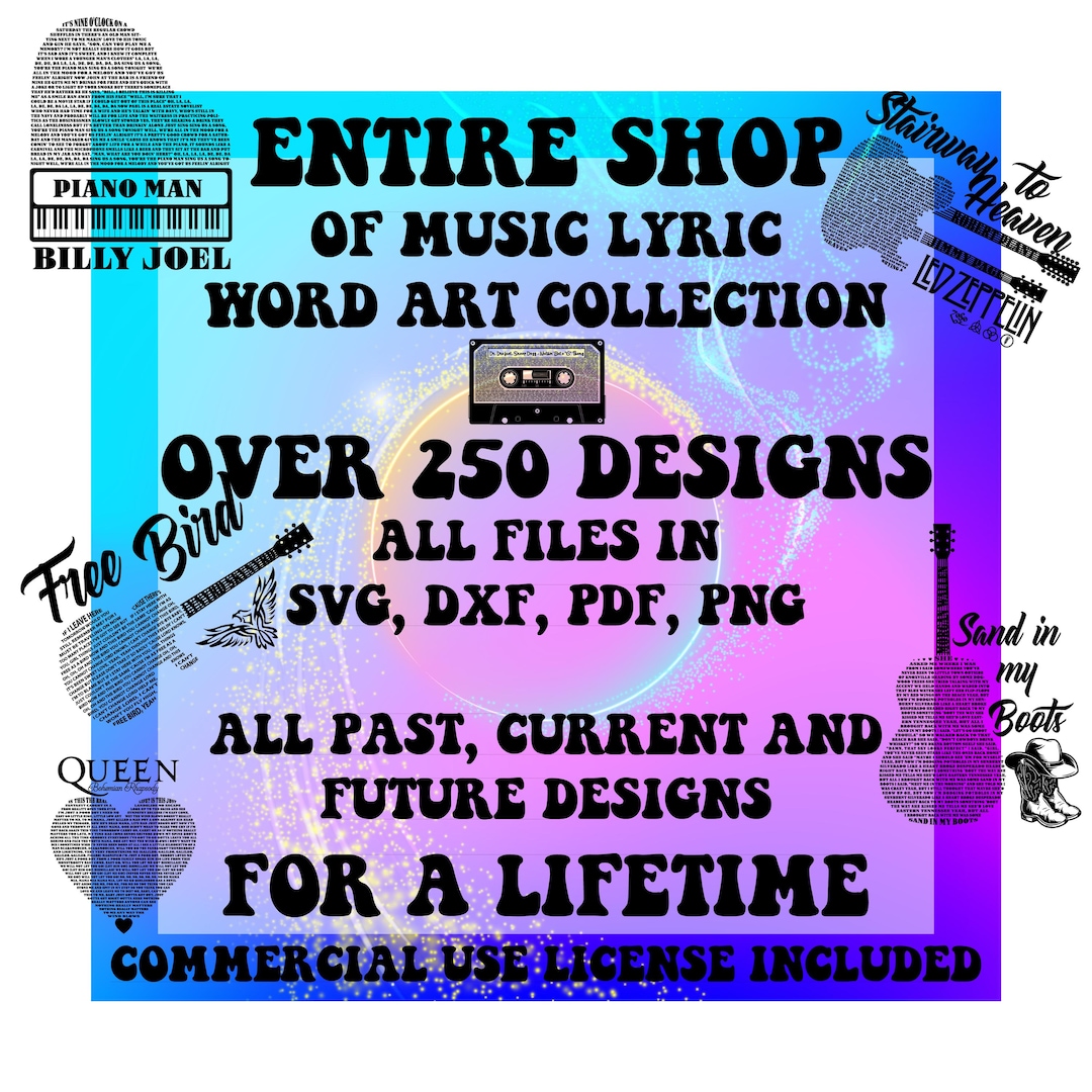 Entire Music Lyric Word Art Collection - All Past and Future Designs ...