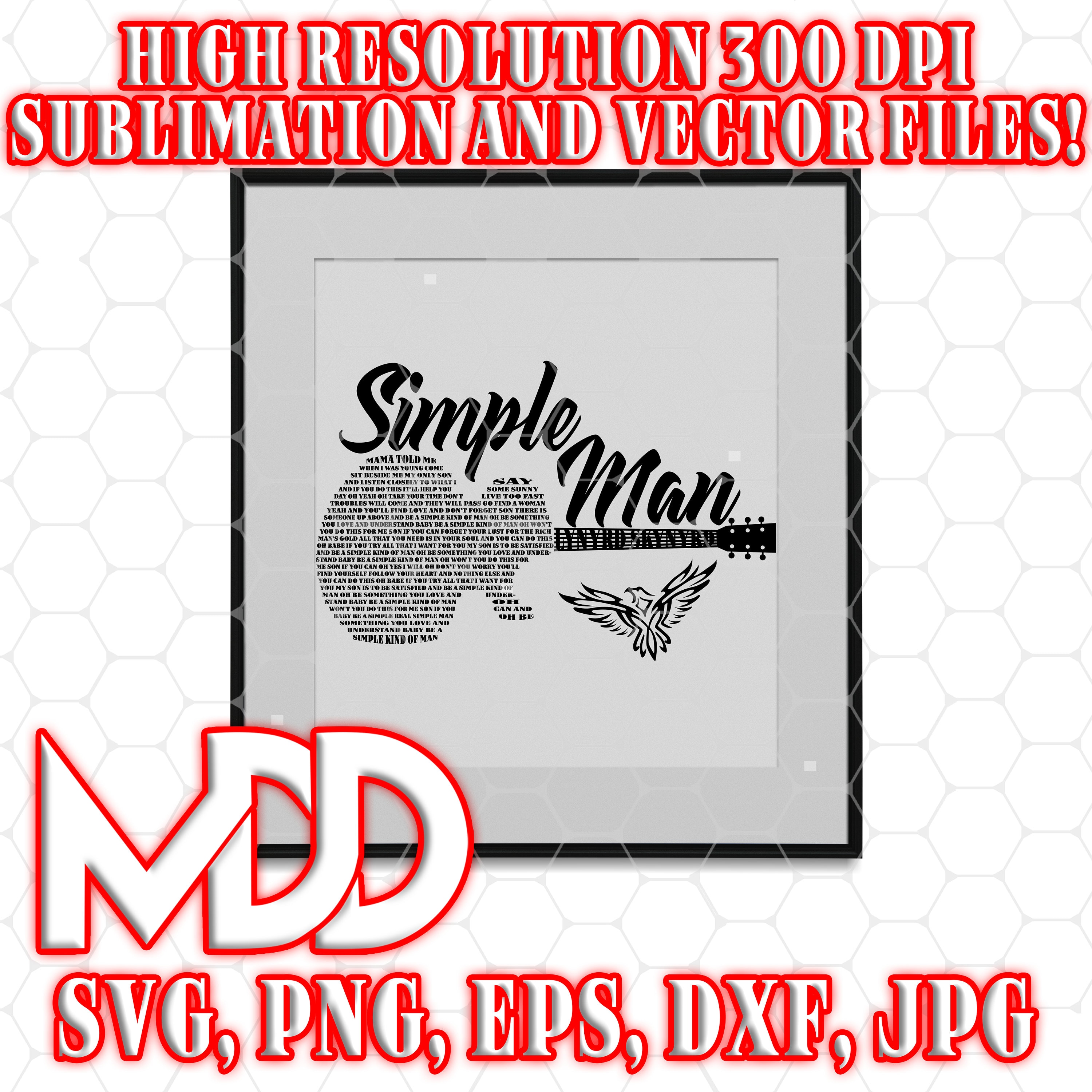 SIMPLE MAN GUITAR Simple Man Guitar Lyrics Svg Simple Man | Etsy