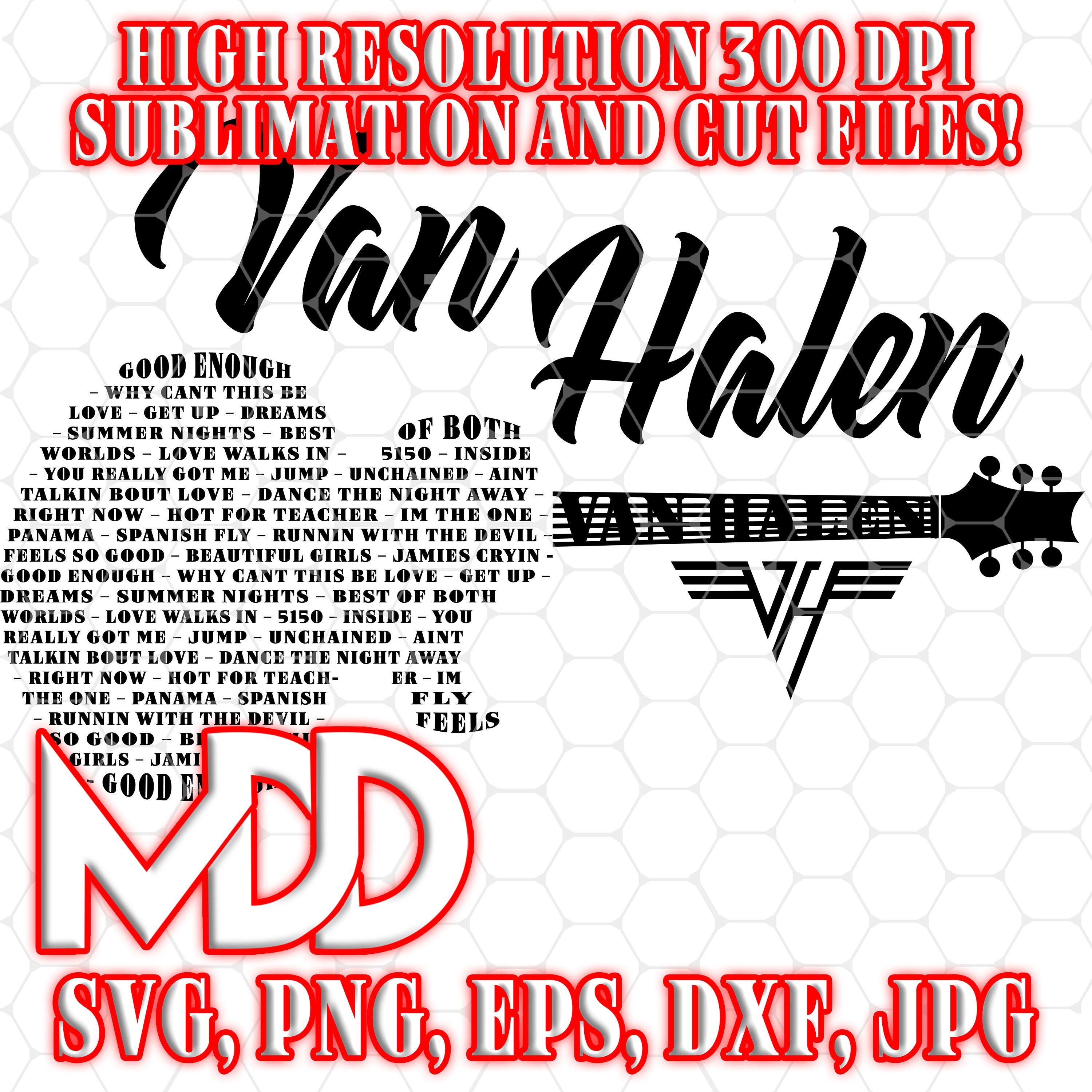 Van Halen Guitar Lyrics Word Art (digital Files) - Etsy