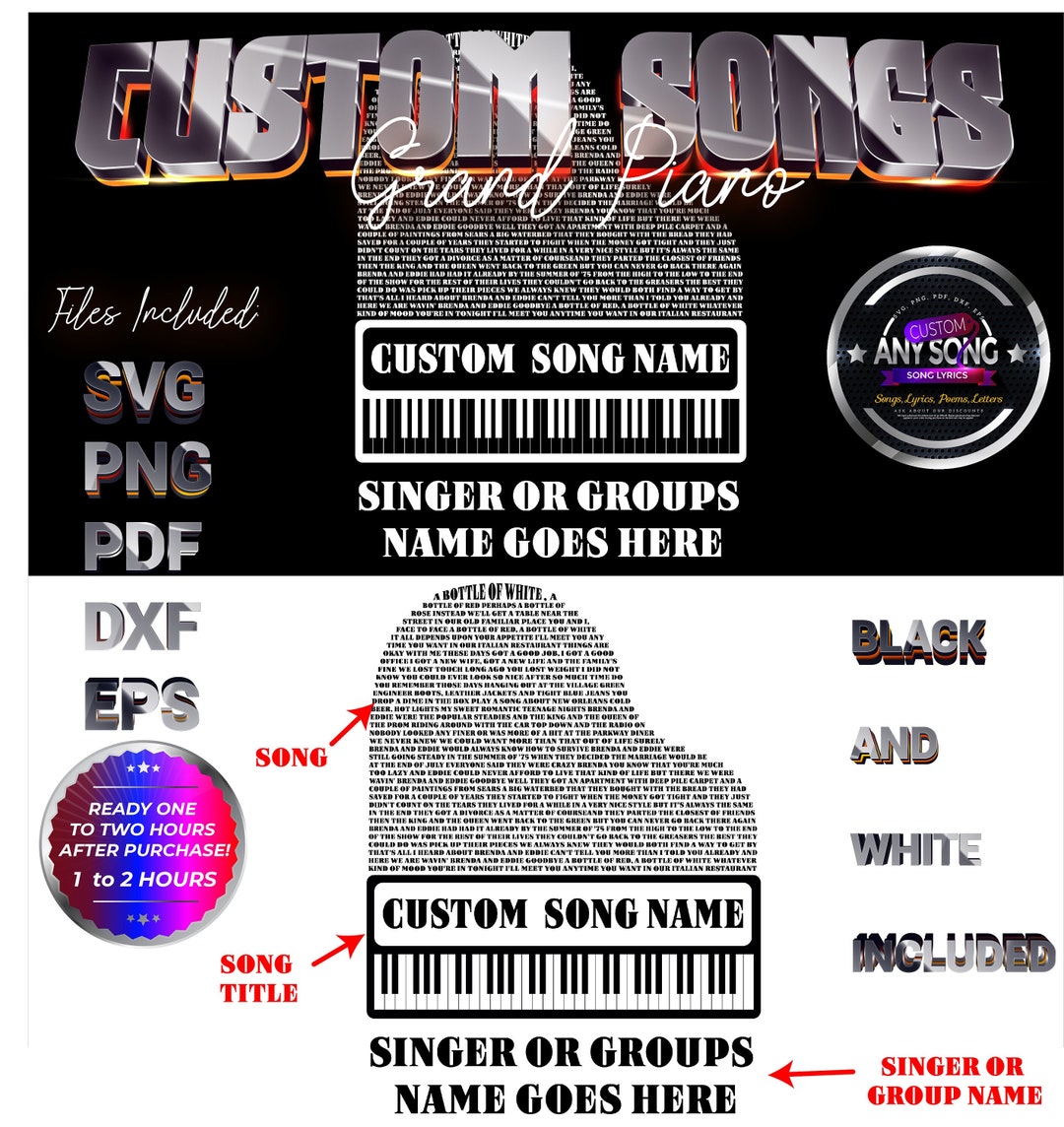 Custom Song Lyrics Piano Shape | Wedding Song Lyrics | Song Lyrics ...