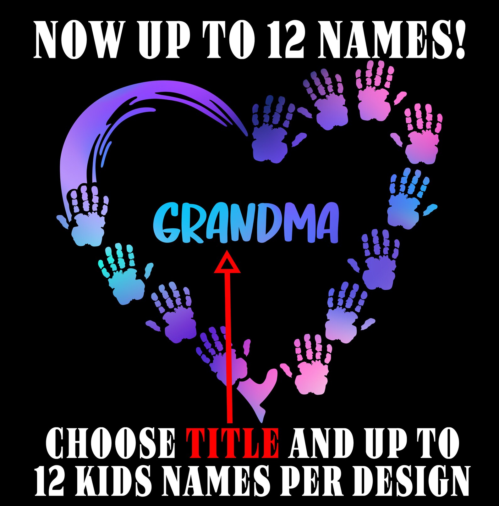 PERSONALIZABLE GRANDMA HEART Purple Grandma Heart Design - Etsy