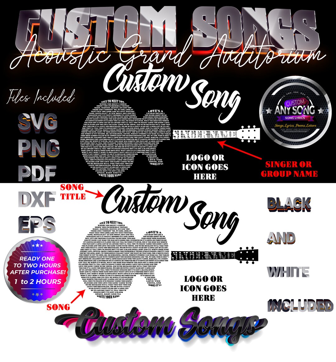 Custom Song Lyrics Acoustic Grand Auditorium | Wedding Song Lyrics ...