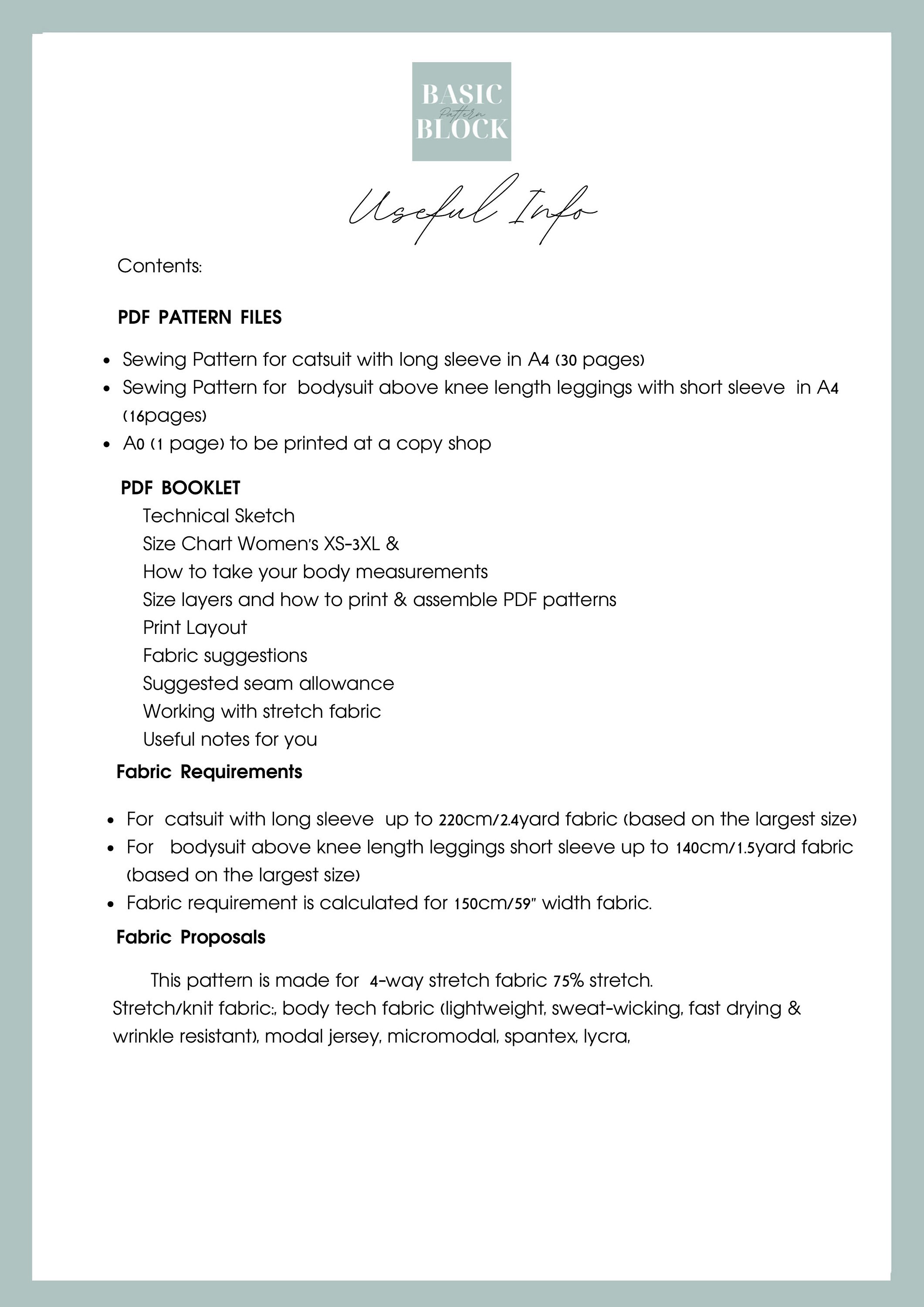 Catsuit Pdf Sewing Pattern Sloper/ Block Leotard Bodysuit - Etsy UK