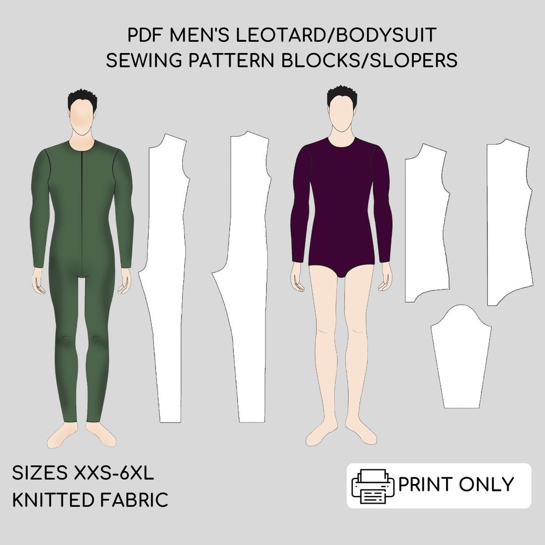 Men's Bodysuit Sewing Pattern, Pdf Dance Leotard, Catsuit Sewing ...