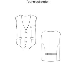 Men's Waistcoat Sewing Pattern Block • Front Button Vest (PDF Download) • Sizes XXS-6XL - Etsy