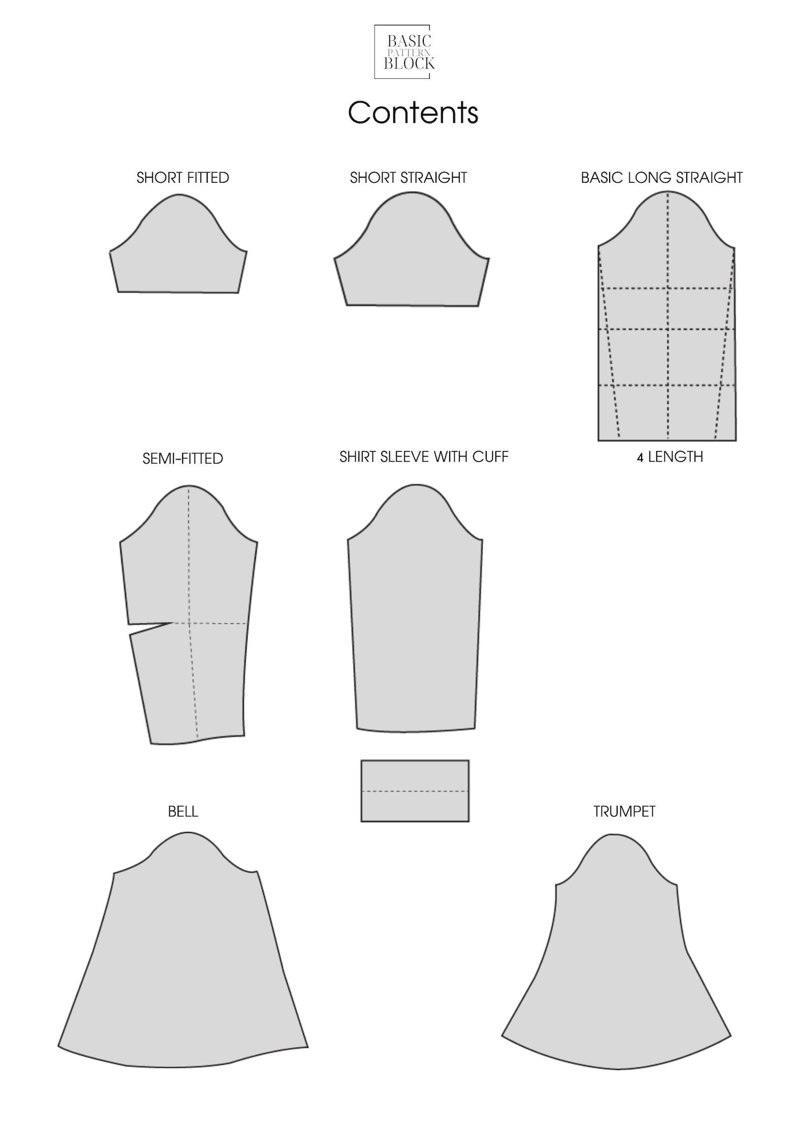 Sleeve Sewing Pattern Block Bundle • Women's Basic Sleeves (PDF ...