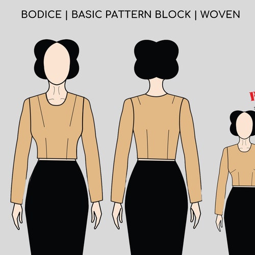 Basic Bodice Block Pattern With Sleeve - Etsy