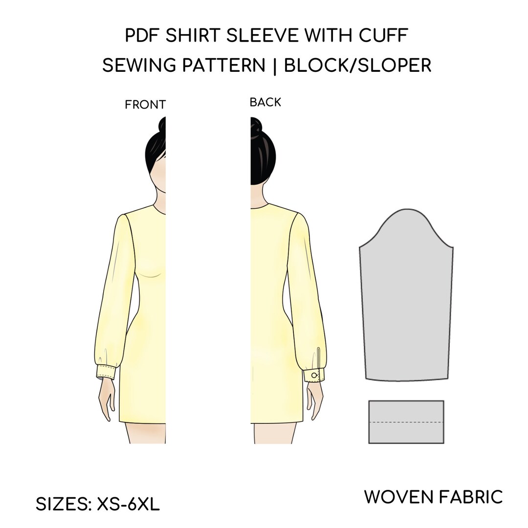 PDF Shirt Sleeve With Cuff Sewing Pattern Block Long Sleeve Sewing ...
