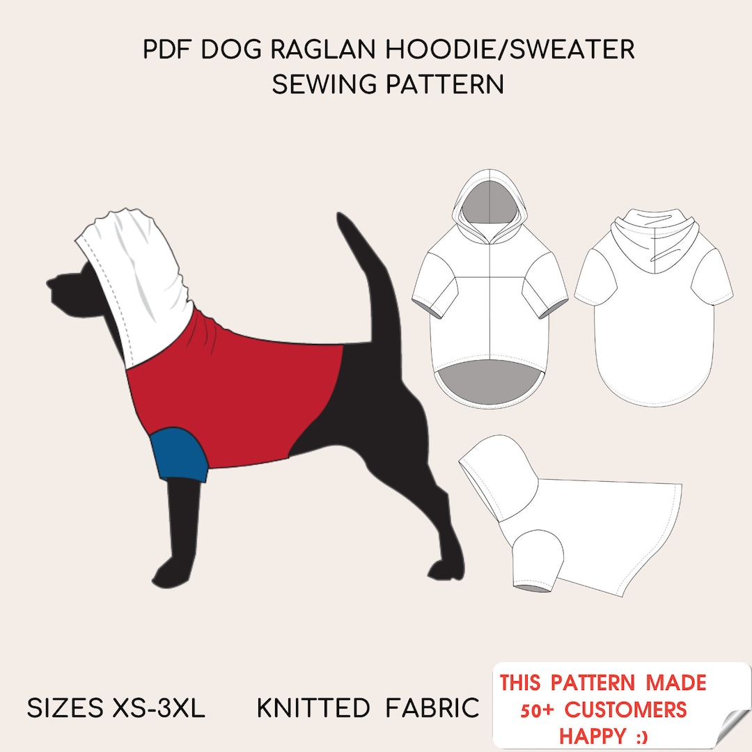 Dog Hoodie T-shirt Printable Pdf Sewing Pattern Sizes XS-3XL Knit - Etsy