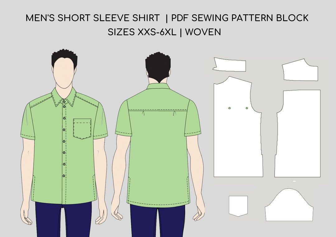 Oversized Button up Men's Shirt Printable Pdf Sewing - Etsy