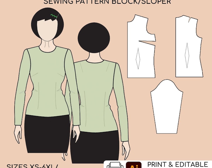 Basic Bodice Block Pattern With Darts - Etsy Canada