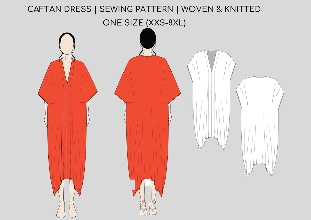 Caftan Dress Sewing Pattern Stylish Maxi Kaftan Dress - Etsy Australia