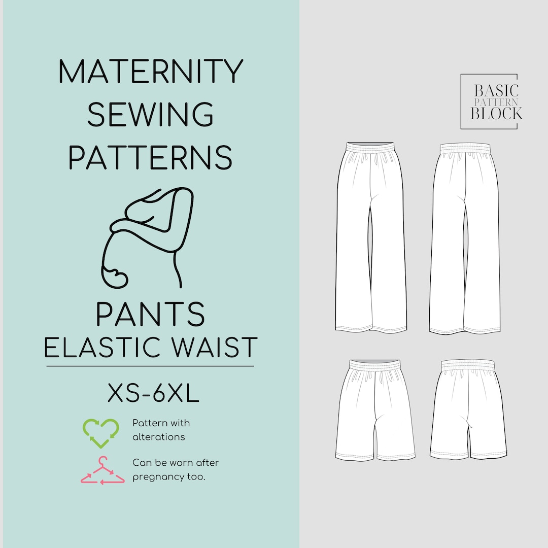 Maternity Pregnancy Pants Sewing Pattern Wide Leg Trousers Maternity ...