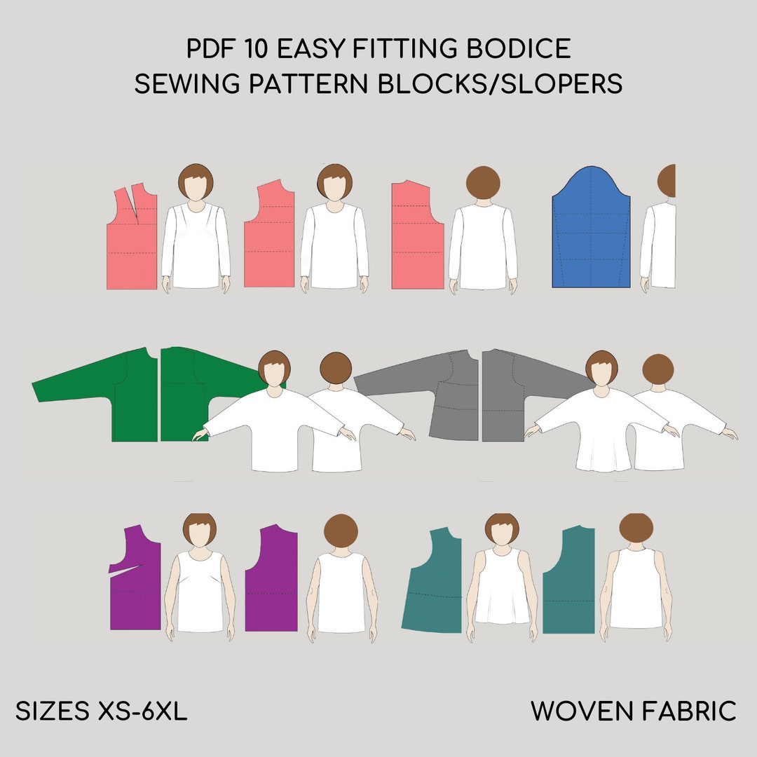 Basic Loose Fit Sewing Pattern, Torso Pattern Block, Dartless Bodice ...