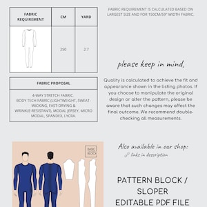 Men's Catsuit Sewing Pattern Block • Seamless Front Bodysuit (PDF ...