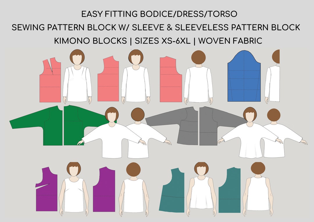 Basic Loose Fit Sewing Pattern, Torso Pattern Block, Dartless Bodice ...