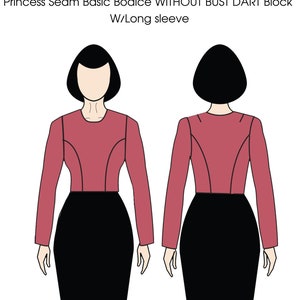 PDF Princess Seam Bodice Sewing Pattern Block/sloper | Armhole Princess ...
