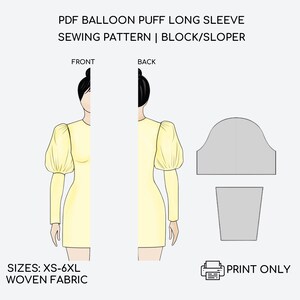 PDF Balloon Puffy Long Sewing Pattern Block Easy Puff Sleeve Sewing ...