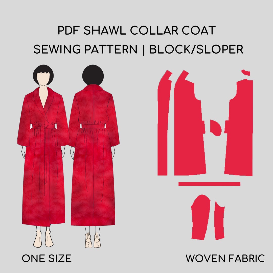Pdf Coat Sewing Pattern Block Long Coat Sewing Pattern Coat Pdf Winter ...