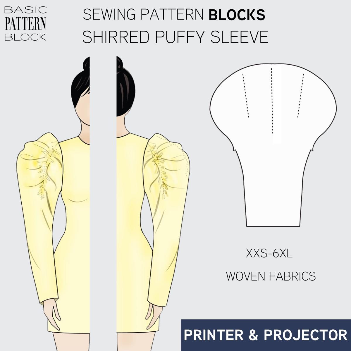 PDF | Puffy Sleeve Sewing Pattern Block | With Shirring | Woven Fabric ...