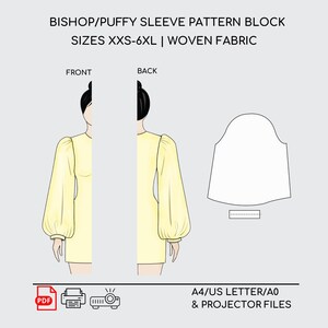Pdf Bishop Sleeve Sewing Pattern Block | Easy Puffy Sleeve Sewing Pattern | Long Sleeve Pattern ...