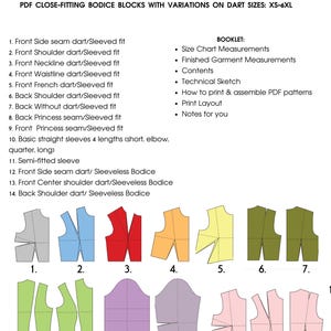 14 Basic Bodice Block Sewing Pattern Block Bundle (PDF Download ...