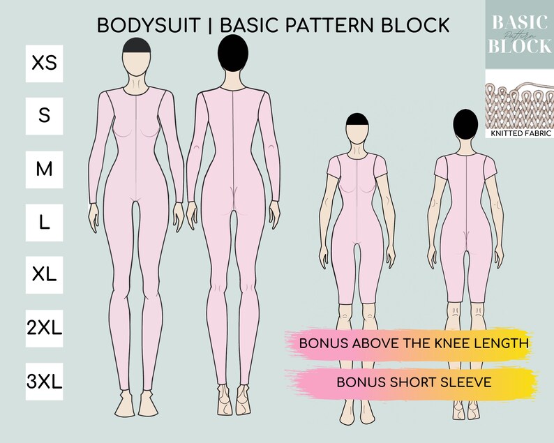 Catsuit Pdf Sewing Pattern Block Leotard Bodysuit For Women Etsy
