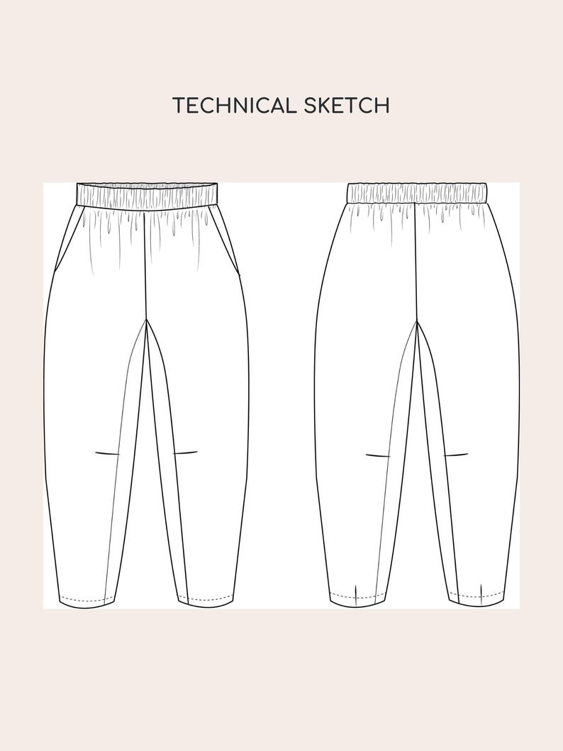 Pdf Mens Barrel Pants Sewing Pattern • Baggy Fit Trousers • Sizes XXS ...