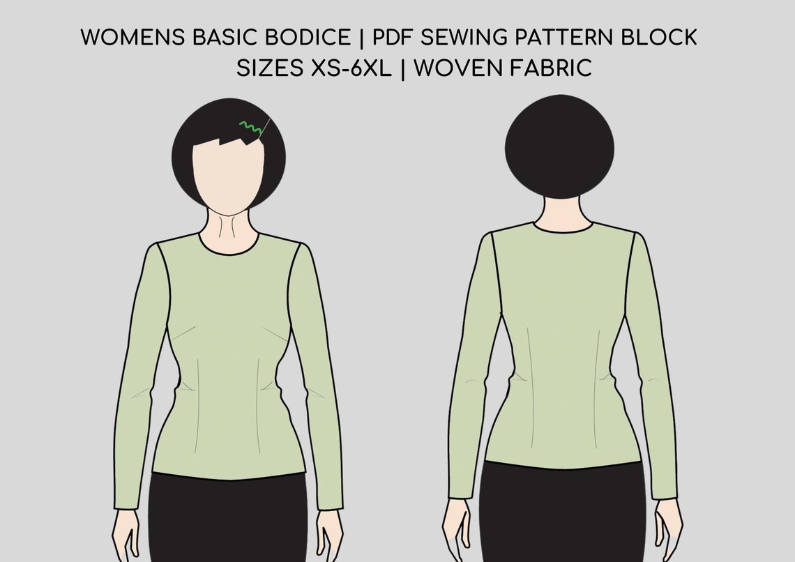 Pdf Basic Women's Bodice Block Basic Bodice Pattern Pdf - Etsy