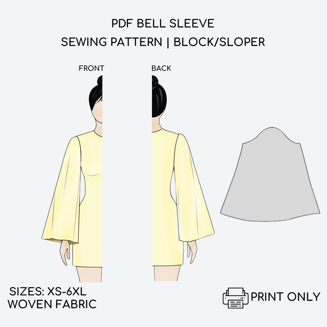 PDF Bell Sleeve Sewing Pattern Block Sleeve Sewing Pattern Basic Sleeve ...