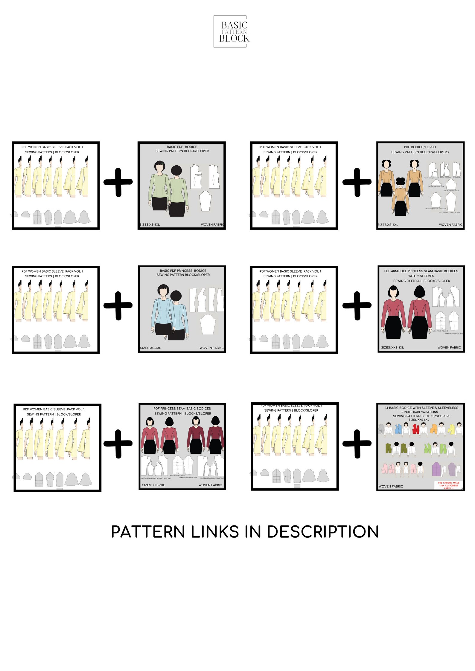 Sleeve Sewing Pattern Block Bundle • Women's Basic Sleeves (PDF ...