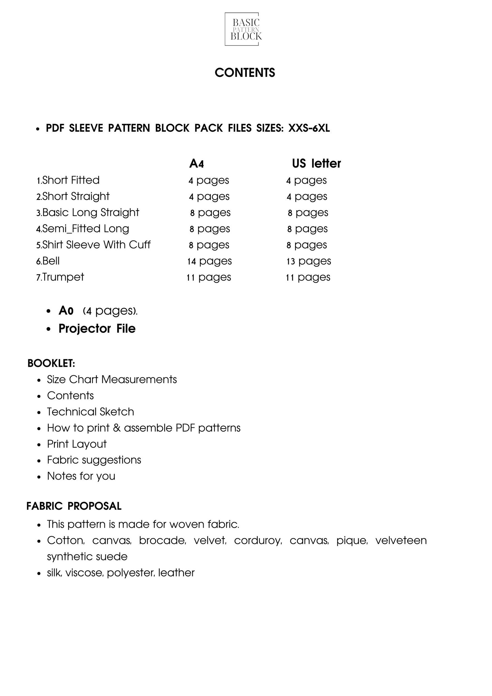 Sleeve Sewing Pattern Block Bundle • Women's Basic Sleeves (PDF ...