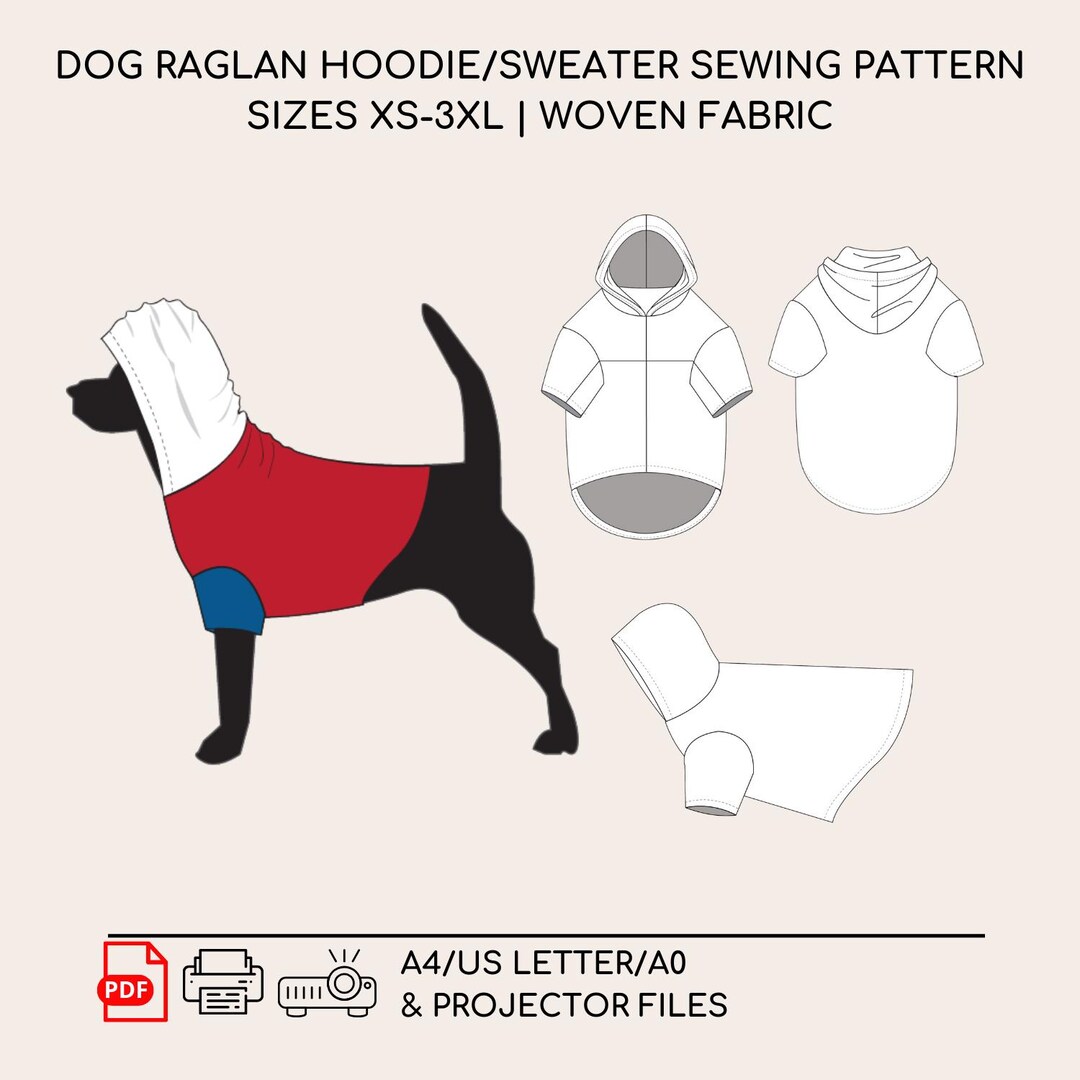 Dog Hoodie T-shirt Printable Pdf Sewing Pattern | Sizes XS-3XL | Knit ...