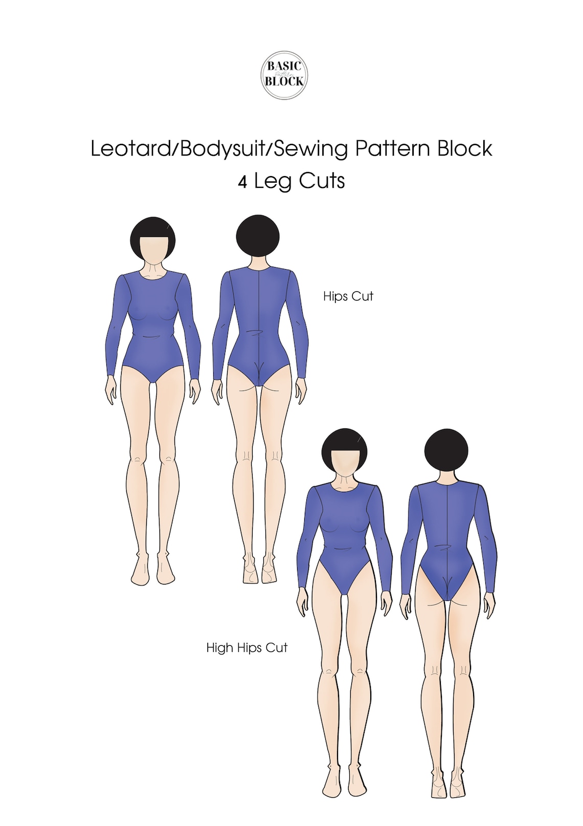 Leotard Sewing Pattern Block 4 Leg Cuts Bodysuit - Etsy
