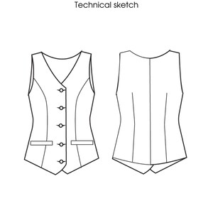 Women's Waistcoat Sewing Pattern Block | Vest Pdf Pattern | V-neck ...